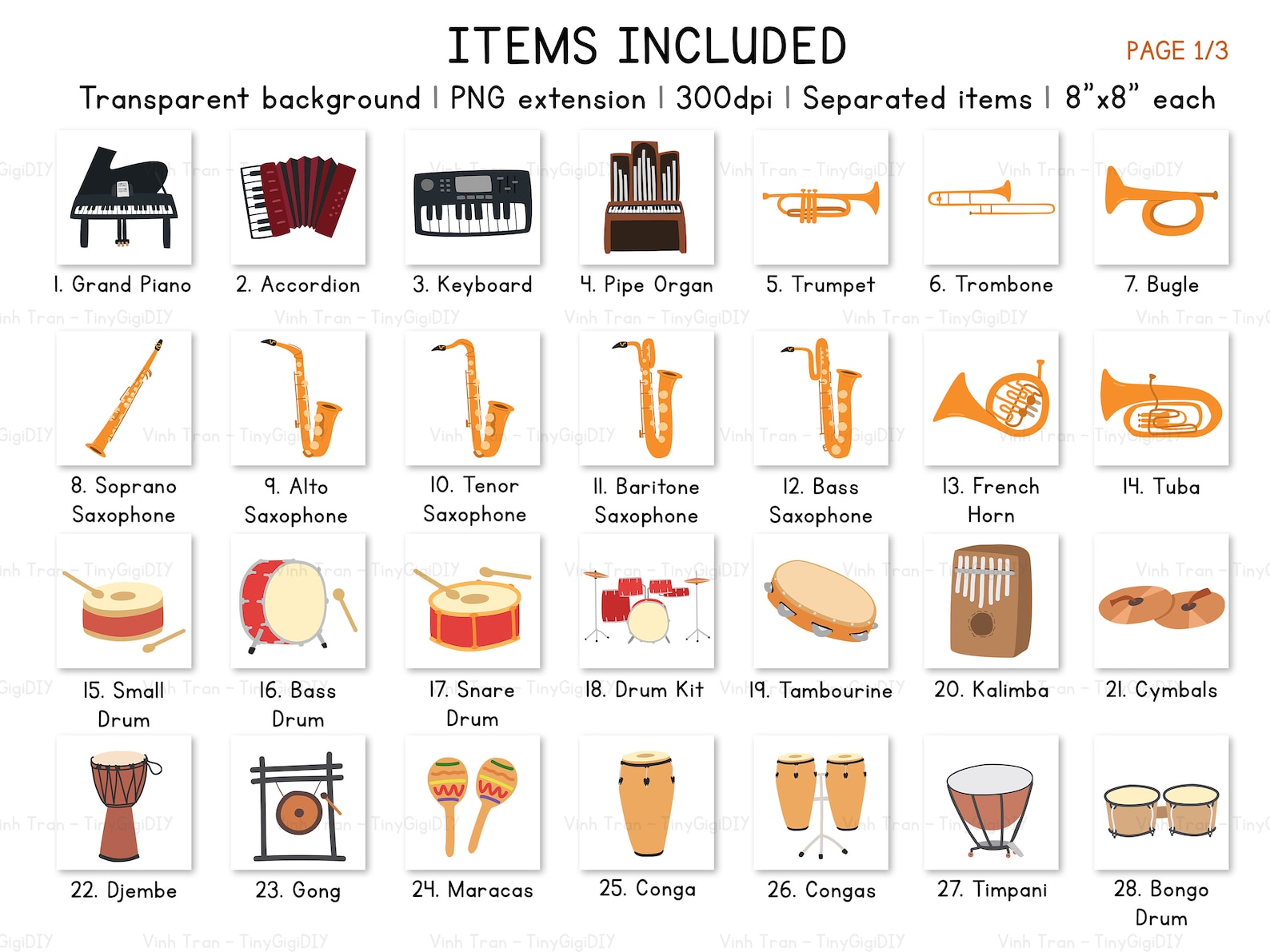 Orchestra Clipart Set: Musical Instruments Bundle (PNG, SVG, EPS ...