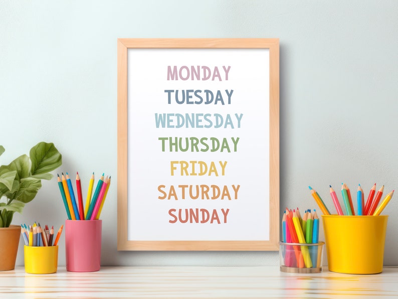 Days of the Week Poster Kids Wall Decor Days in Week - Etsy