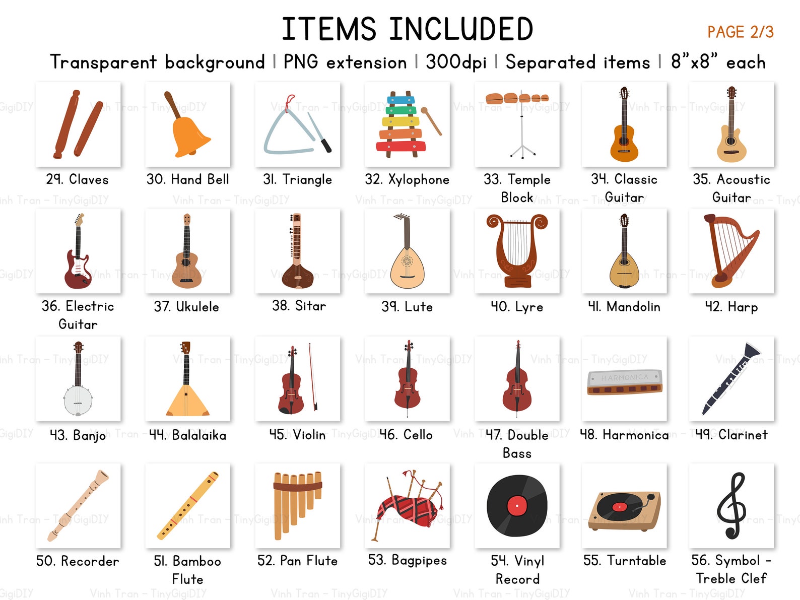 Orchestra Clipart Set: Musical Instruments Bundle (PNG, SVG, EPS ...