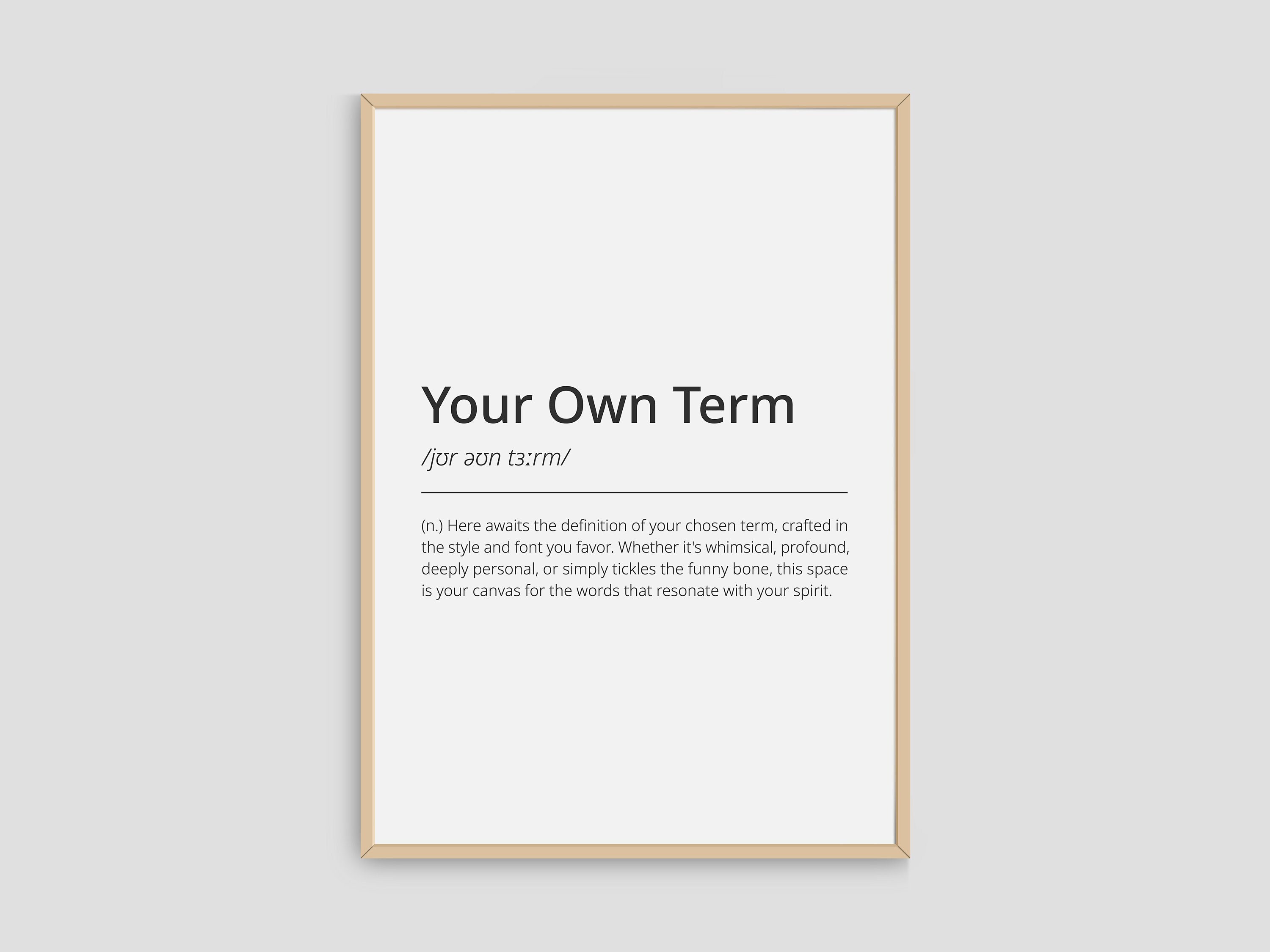 Personalized Dictionary Word Definition Poster Custom Definition Wall ...