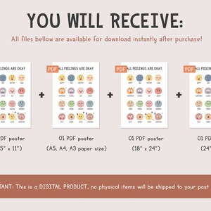 Feelings Chart Poster, All Feelings Are Okay, Emotions Poster, Boho ...