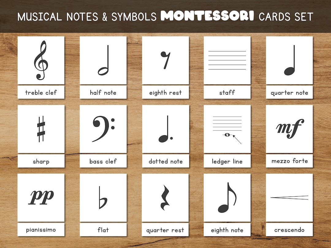 Music Notes and Symbols Montessori 3-part Cards, Musical Notations ...