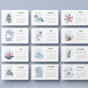 2025 Mini Calendar: Simple Pocket Calendar Cards (printable PDF) - Etsy
