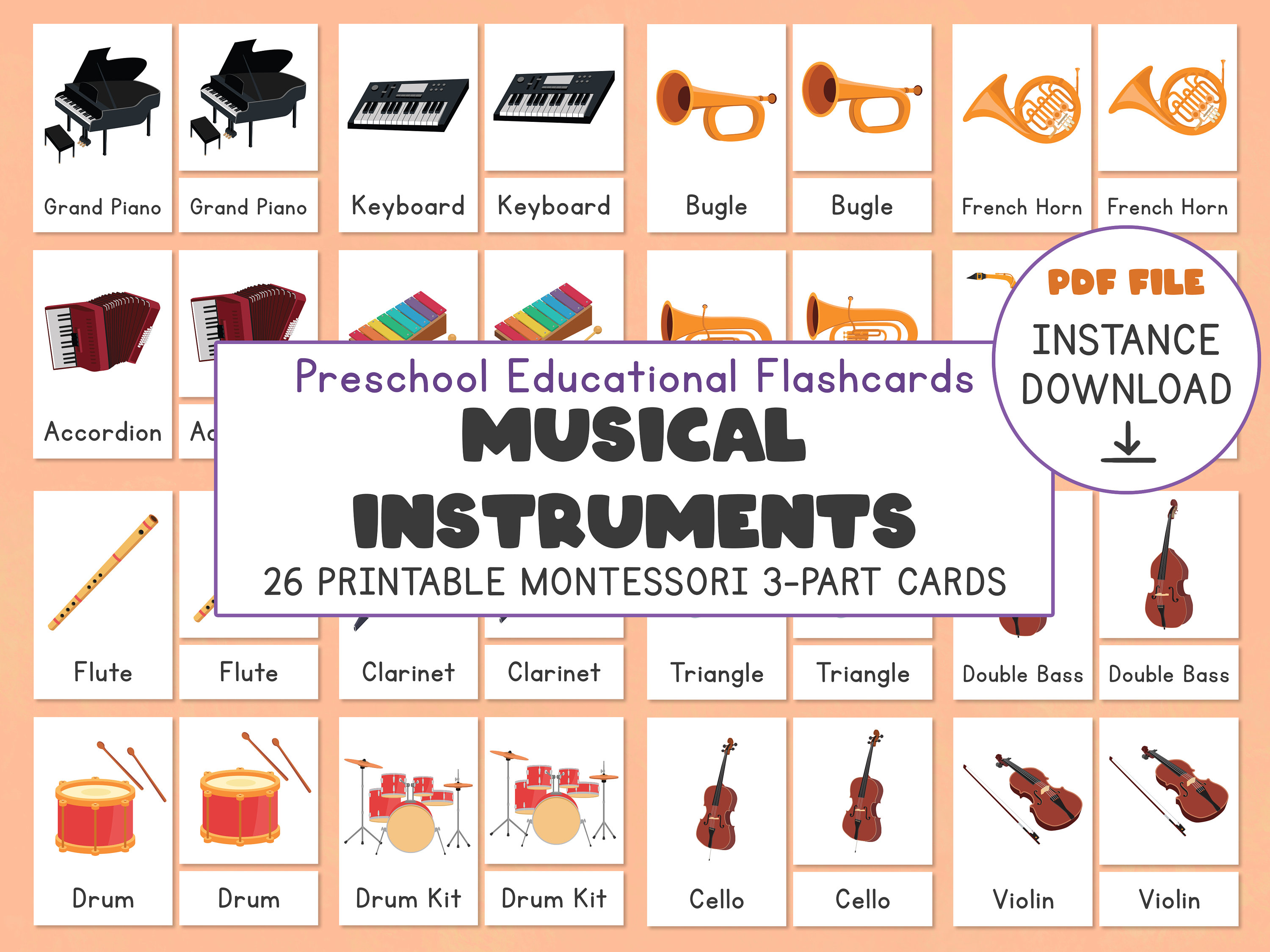Musical Instruments Flashcards Printable, Music Instruments ...