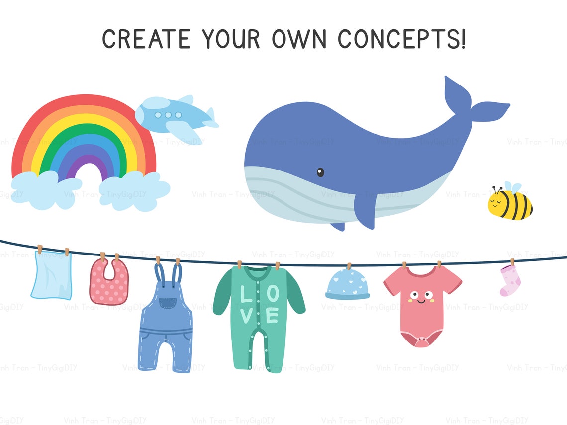 Cute Baby Clipart Set Png Baby Boy Baby Girl Little Newborn - Etsy