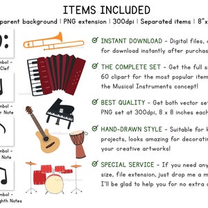 Orchestra Clipart Set: Musical Instruments Bundle (PNG, SVG, EPS ...
