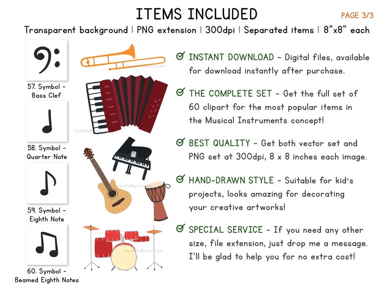 Musical Instruments Clipart Set Orchestra Clip Art Bundle - Etsy