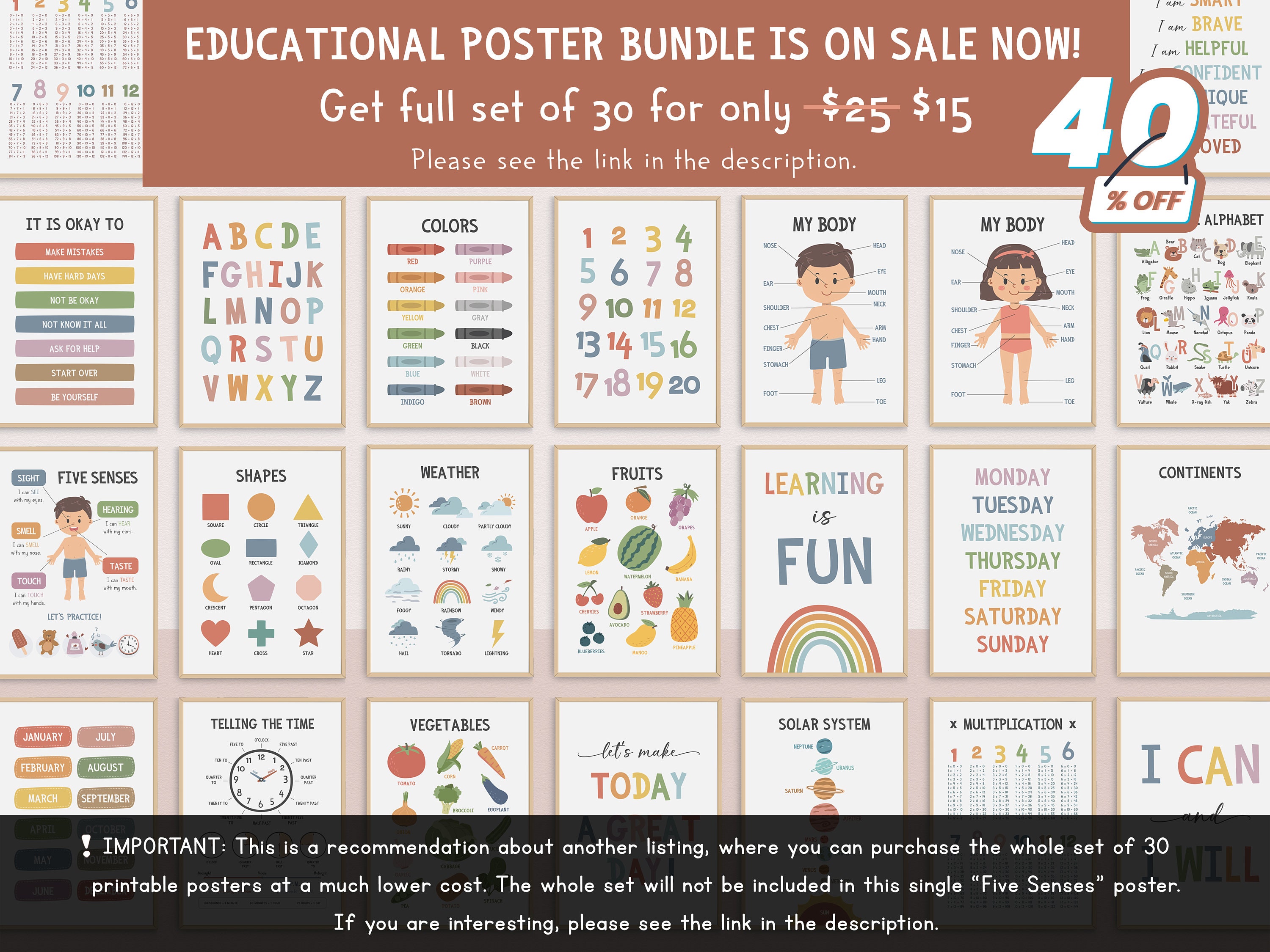 Five Senses Poster Kids Classroom Decor Wall Art 5 Senses - Etsy