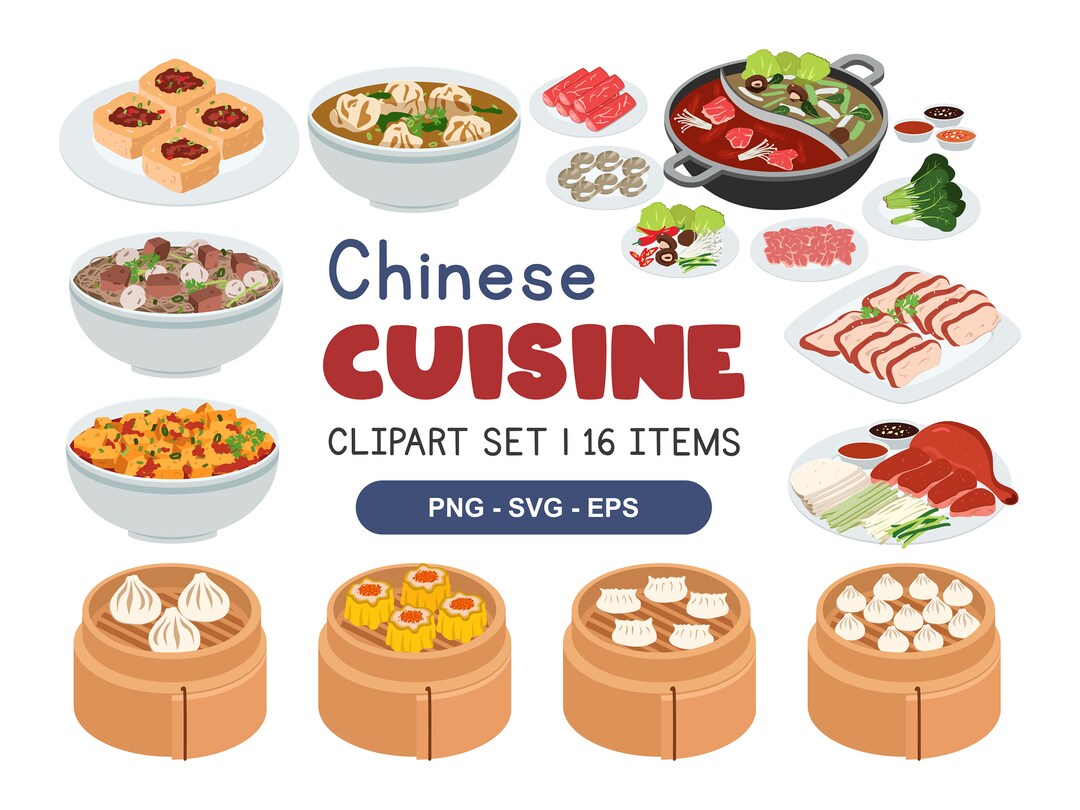 Chinese Food Clipart Set Chinese Cuisine Png Svg Eps Dim - Etsy