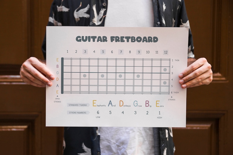 Guitar Fretboard Chart: Beginner Theory Poster (digital Download) - Etsy