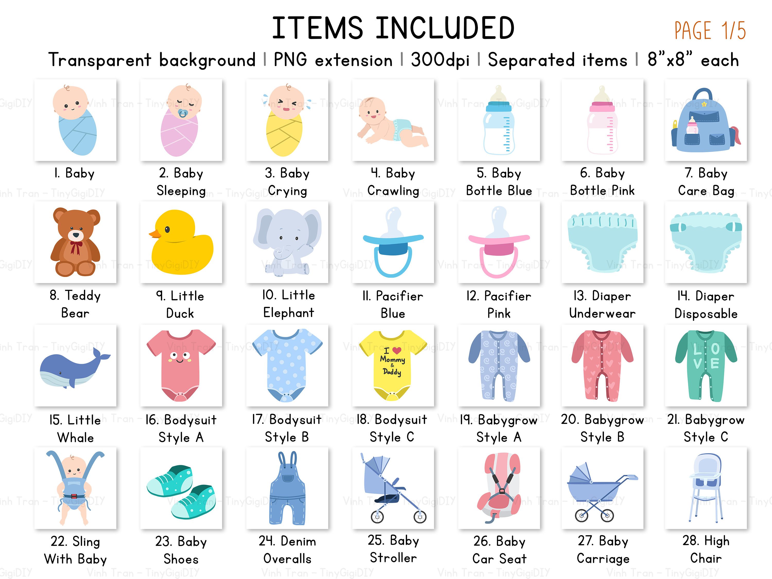 Cute Baby Clipart Set Png Baby Boy Baby Girl Little Newborn - Etsy
