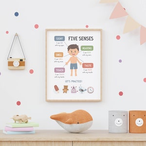 Five Senses Poster, Kids Classroom Decor Wall Art, 5 Senses Printable ...