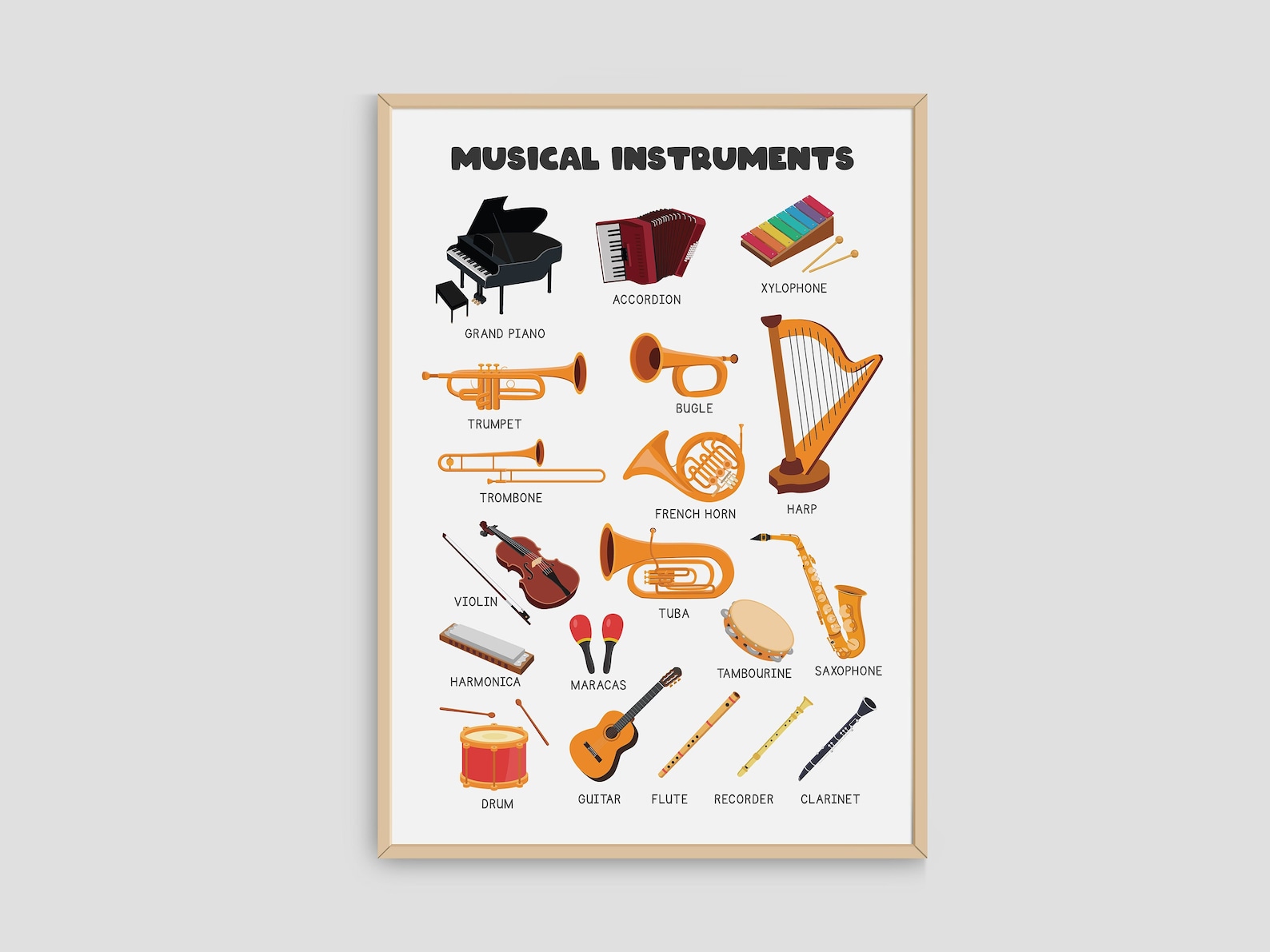 Musical Instruments Poster Printable Wall Art Digital, Montessori ...