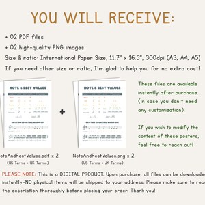 Music Theory Chart: Note and Rest Values - Classroom Decor (digital ...