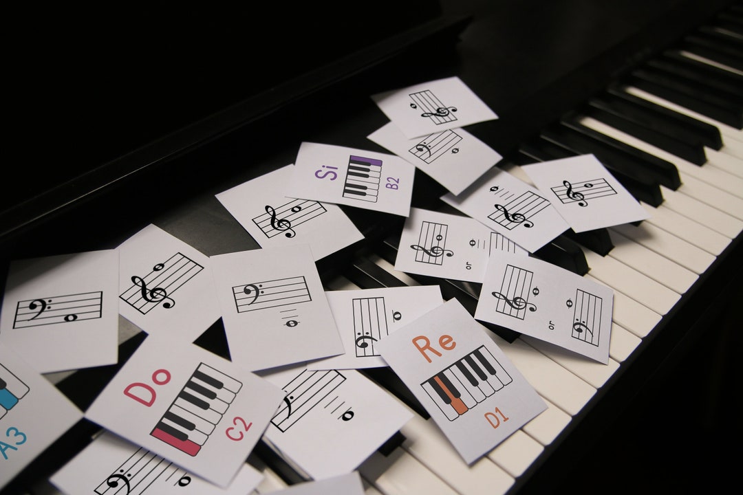 Piano Note Flashcards: Treble & Bass Clef Learning (PDF) - Etsy
