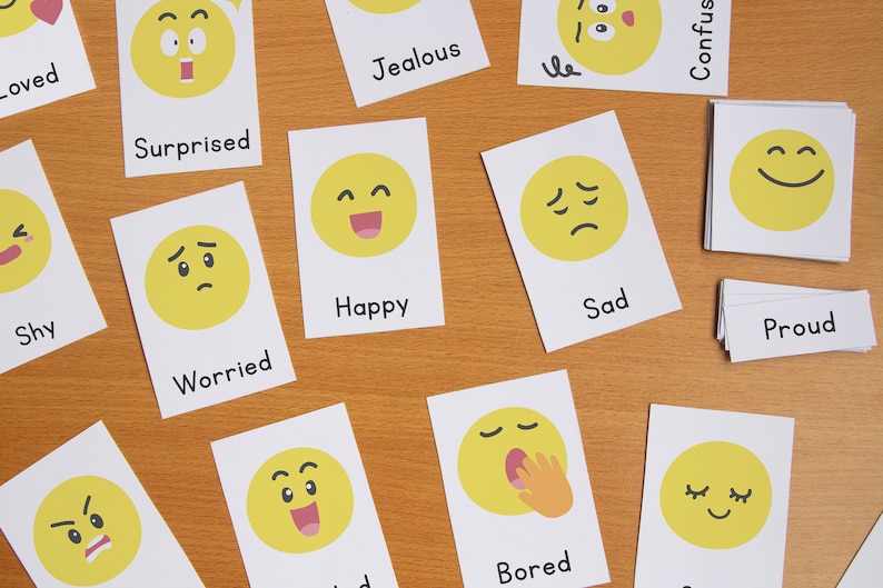 Emotions Flashcards, Feelings Flashcards, Printable Montessori 3-part ...