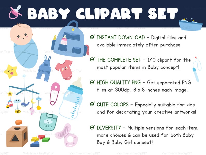 Cute Baby Clipart Set Png Baby Boy Baby Girl Little Newborn - Etsy