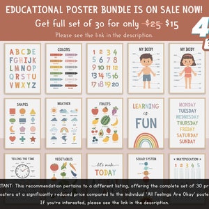 Feelings Chart Poster, All Feelings Are Okay, Emotions Poster, Boho ...