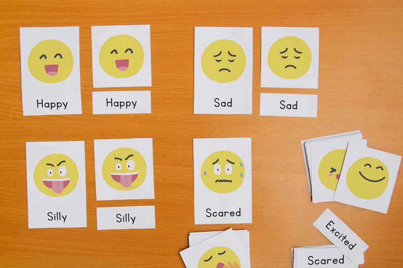 Emotions Flashcards, Feelings Flashcards, Printable Montessori 3-part ...