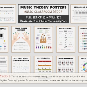 Rhythm Counting Poster, Music Note Value, Music Theory Poster, Beats ...