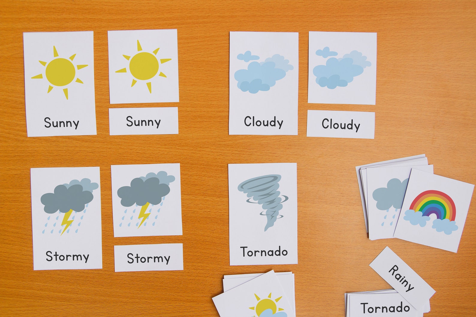Weather Flashcards Printable Weather Nomenclature Montessori - Etsy