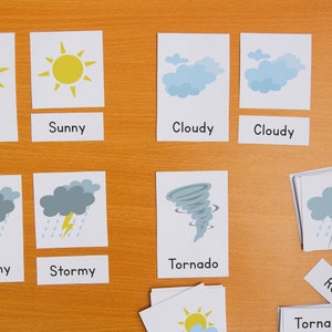 Weather Flashcards Printable, Weather Nomenclature Montessori 3-part ...