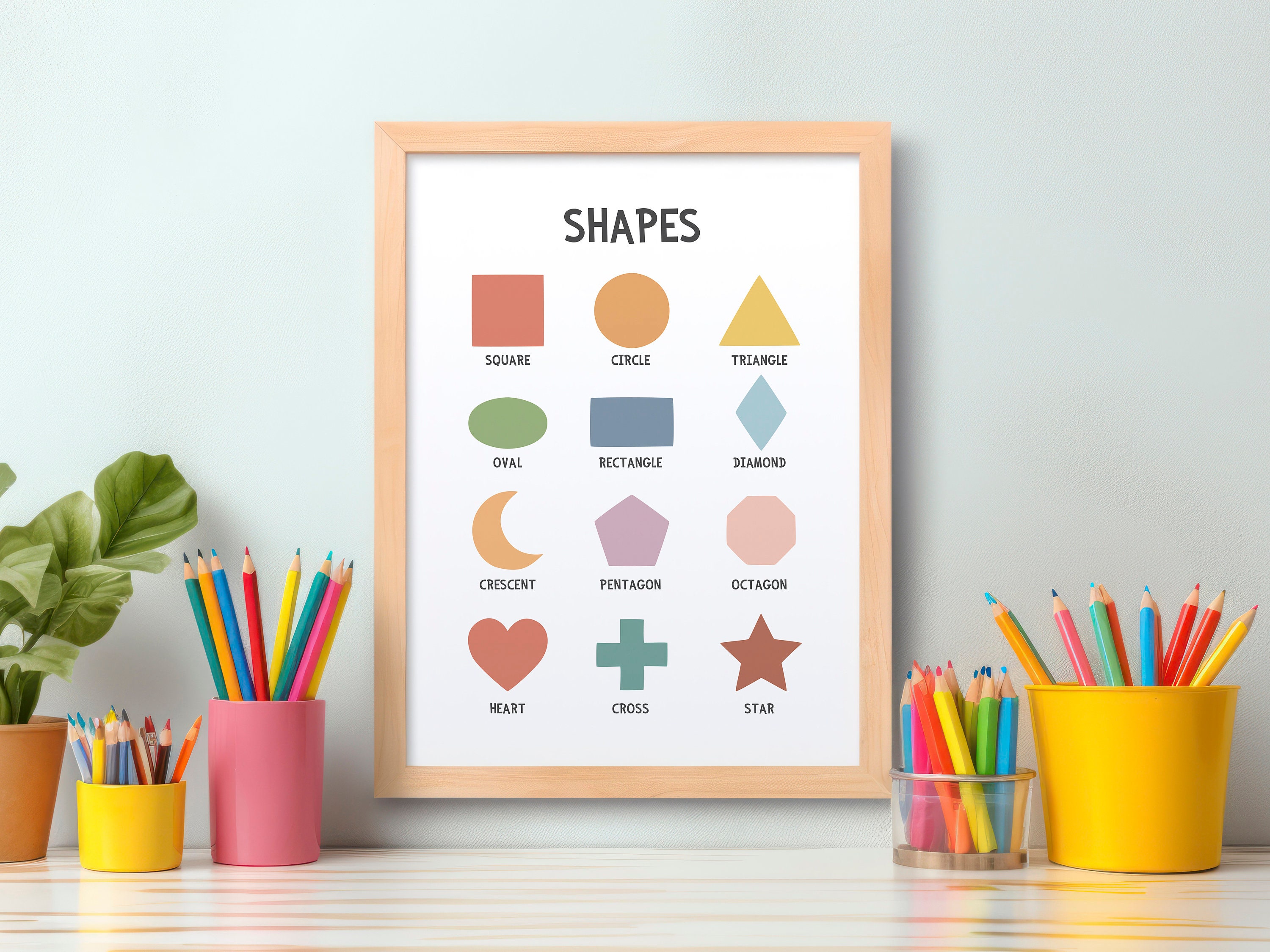 Shapes Poster, Math Classroom Decor, Shapes Printable Wall Art, Kids ...
