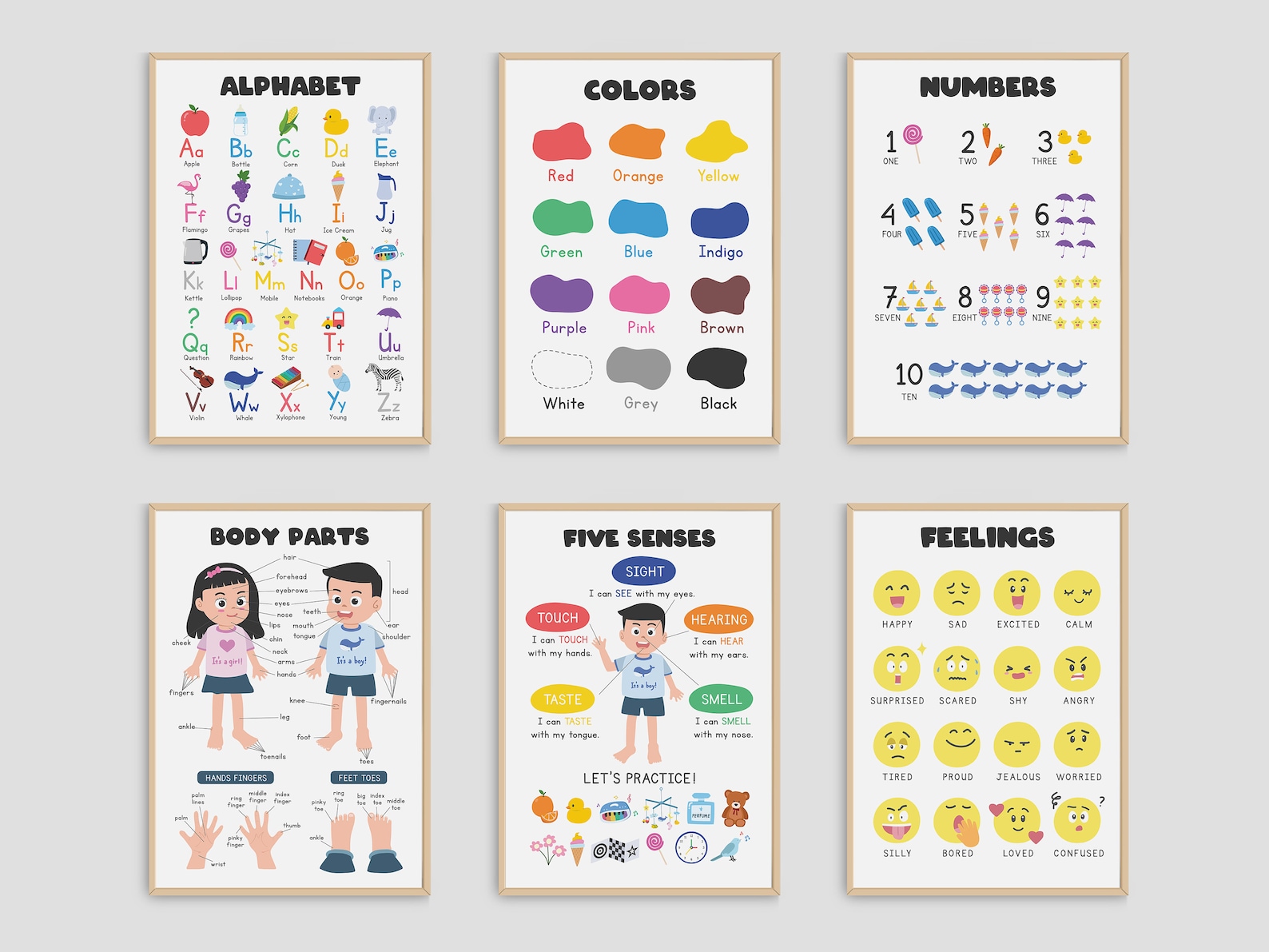 25 Educational Posters Set for Playroom Kids Toddlers - Etsy