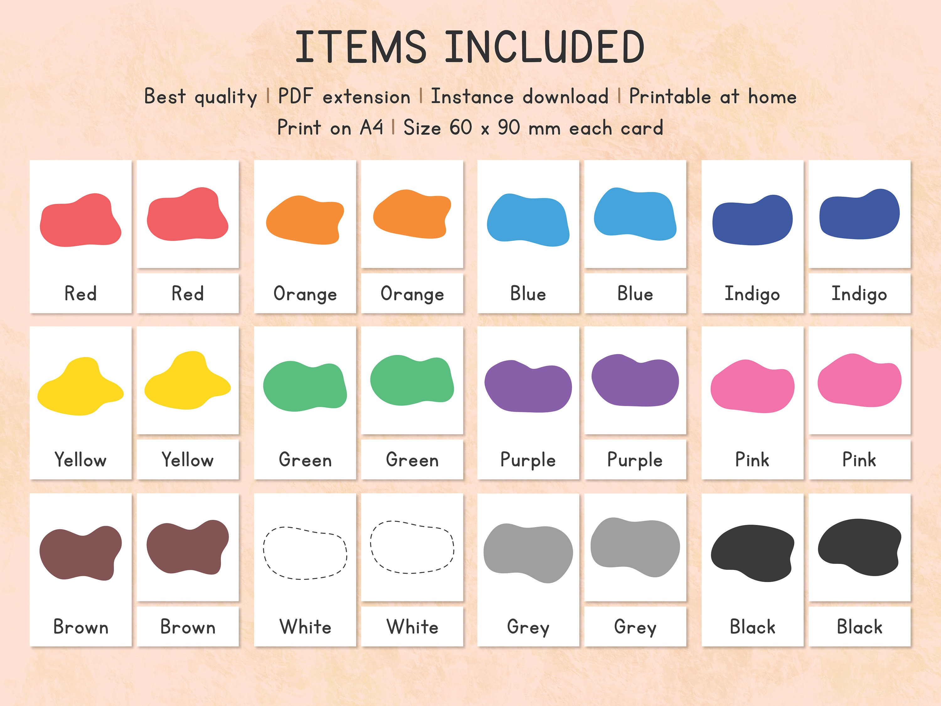 Colors Flashcards Printable, Set of 12 Colors Montessori 3-pard Cards ...