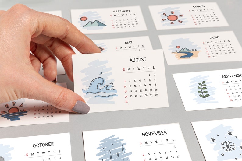 2025 Mini Calendar, Super Simple Calendar, Pocket Calendar Cards 2025 ...