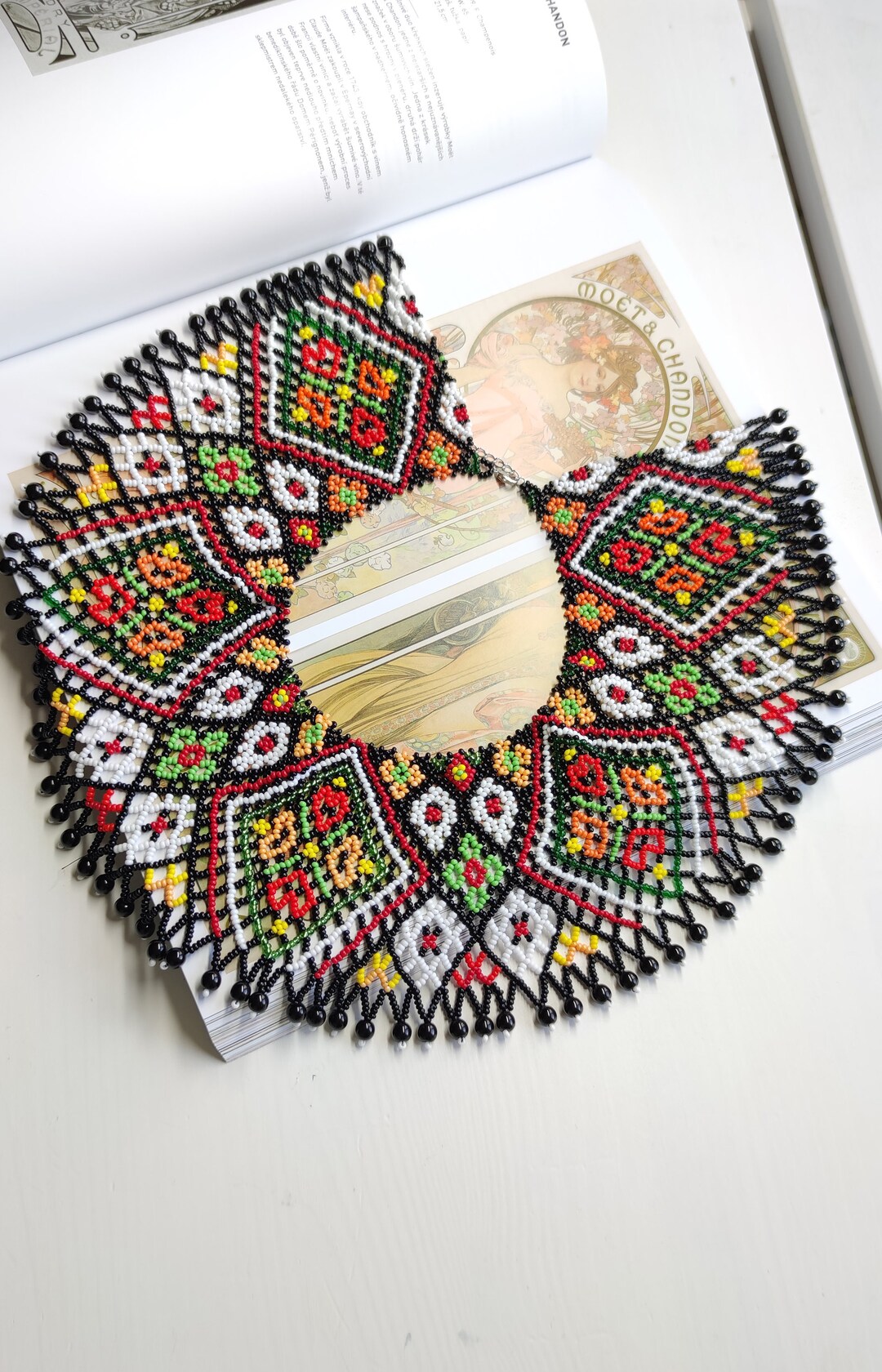 Colorful Wide Traditional Ukrainian Bead Sylyanka, Ethnic Style ...