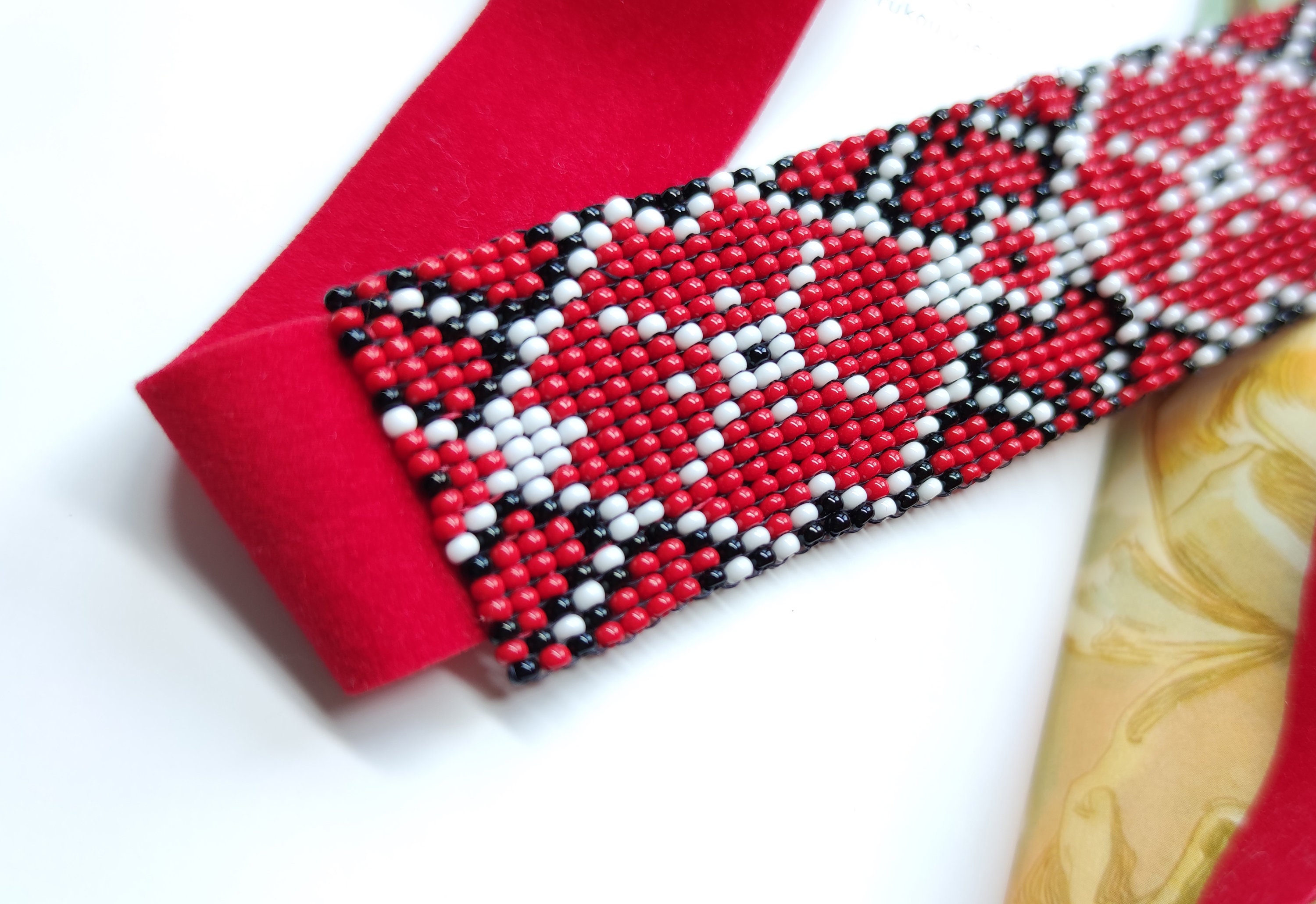 Traditional Ukrainian Gerdan Poppies Pattern Red Ribbon Necklace ...