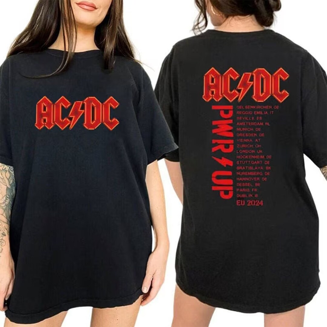 ACDC Band World Tour 2024 Shirt, Rock Band ACDC Pwr up Tour 2024 Shirt ...
