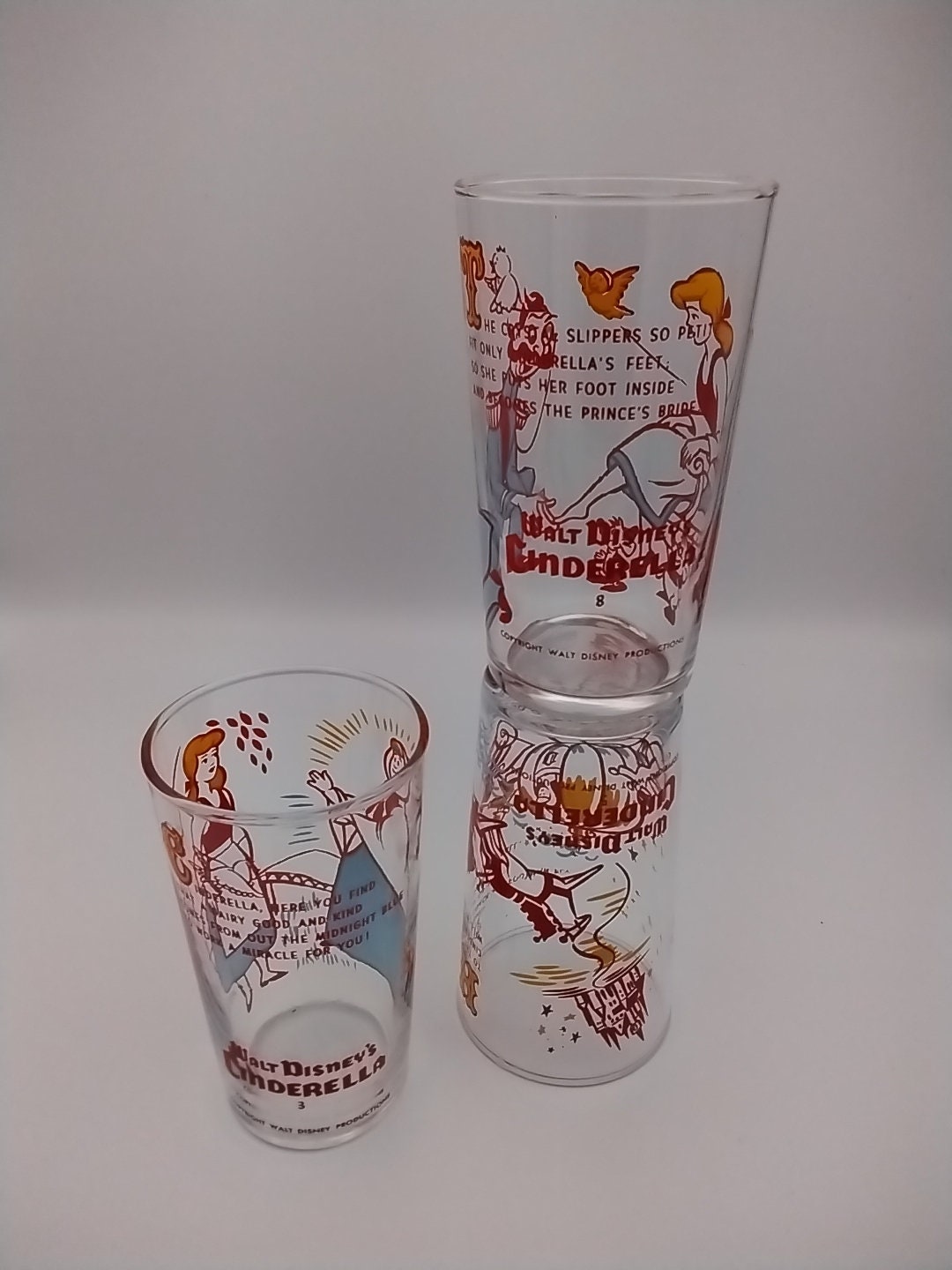 Disney Cinderella Jelly Jar Glasses Vintage - Etsy
