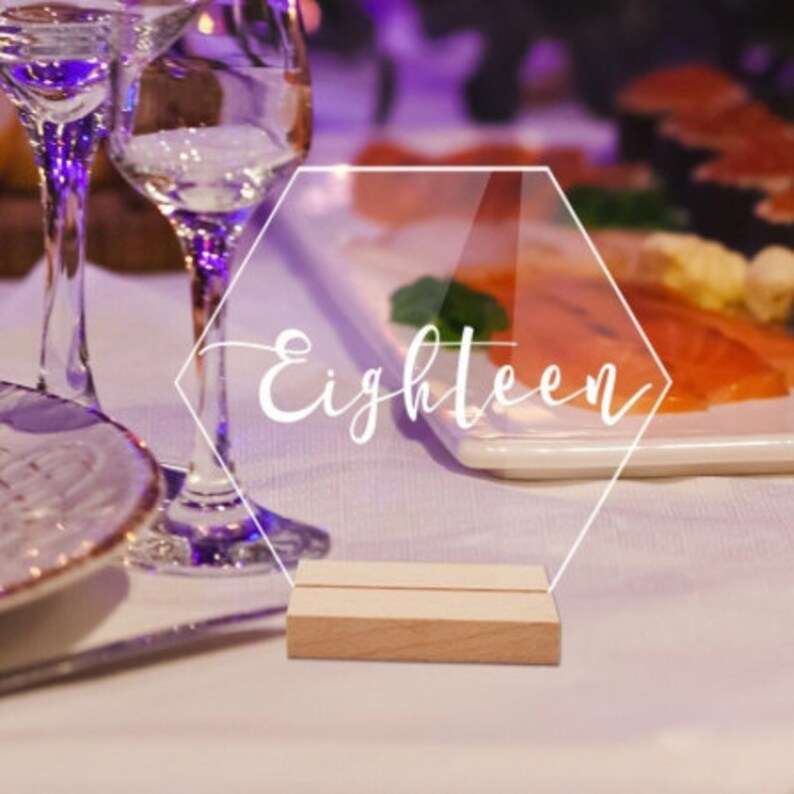 Hexagon Acrylic Table Numbers With Stand Custom Paint Brush - Etsy