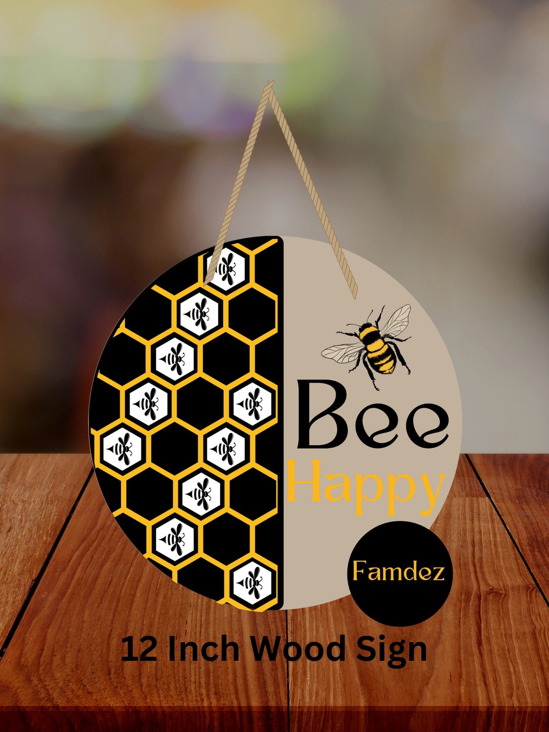 Bee Happy Wood Door Hanger | Spring Door Hanger | Custom Door Sign ...