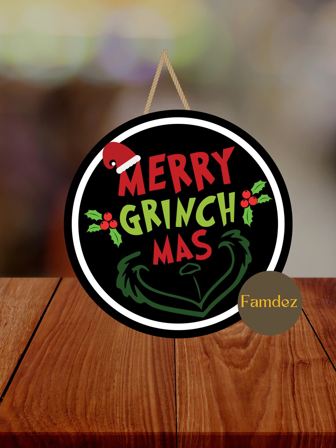 Merry Grinchmas Door Sign , Round Door Hanger for Christmas, Christmas ...