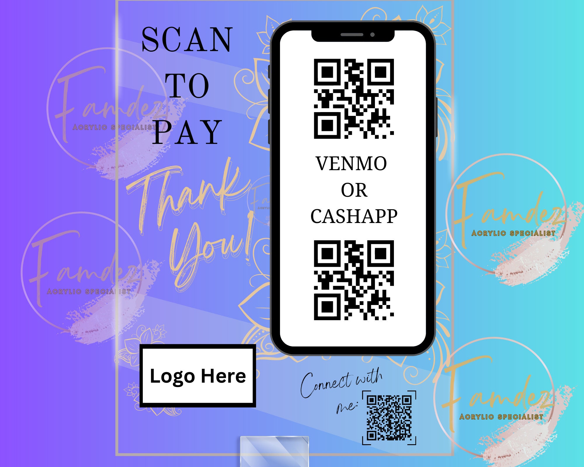 QR Code Sign, Scan to Pay, Payment Sign, Facebook Sign, Instagram Sign ...