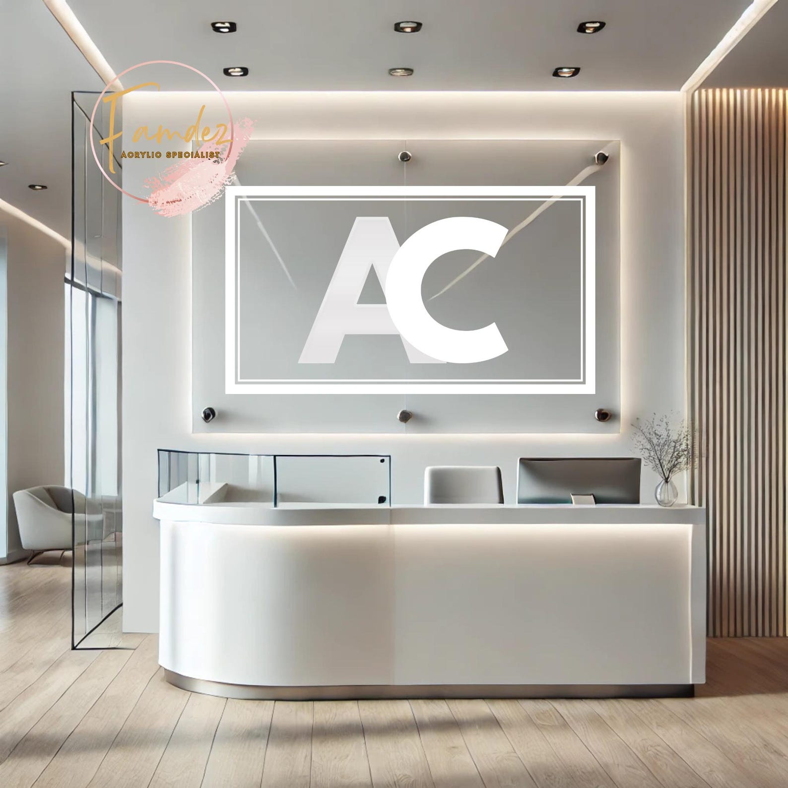 Sleek Acrylic Reception Sign - Elevate Your Space | Minimalist Wall ...