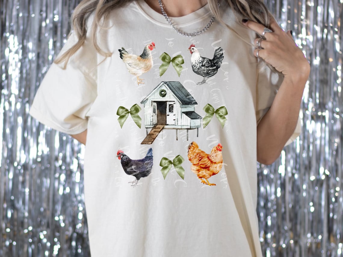Coquette Chicken PNG, Chicken Png, Olive Green Bow, Farm Animals ...