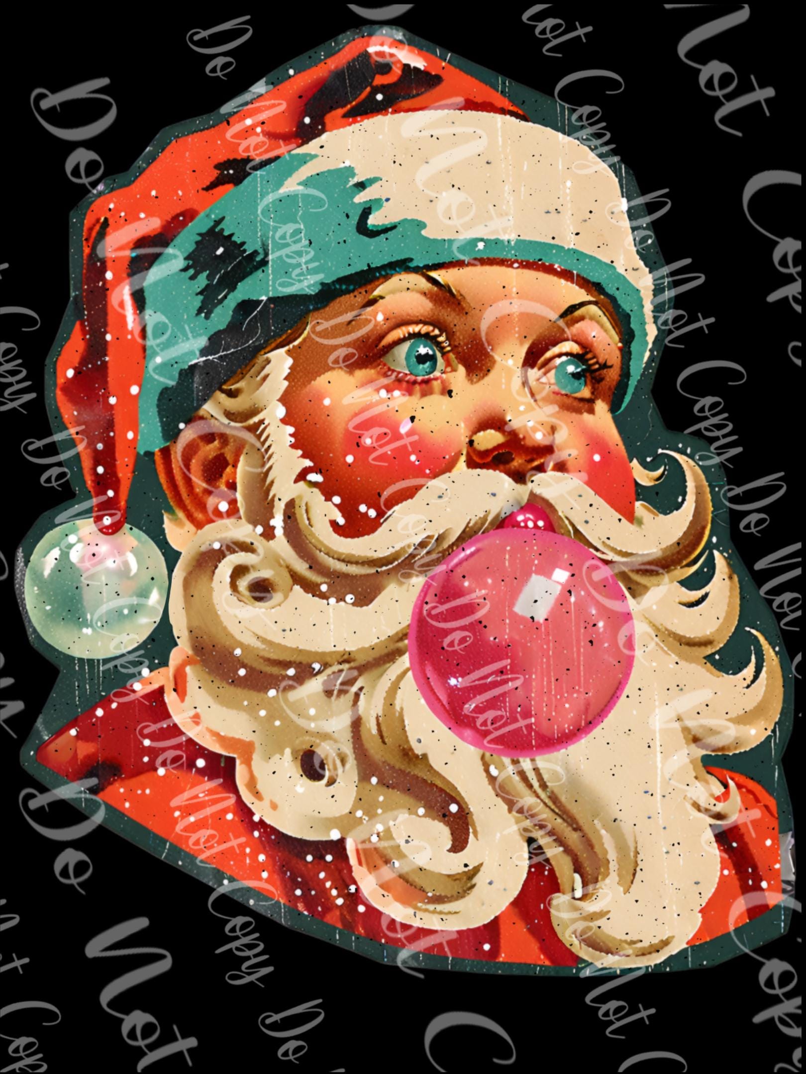 50’s Vintage Christmas Santa Png | Retro Santa Blowing Bubbles Design ...
