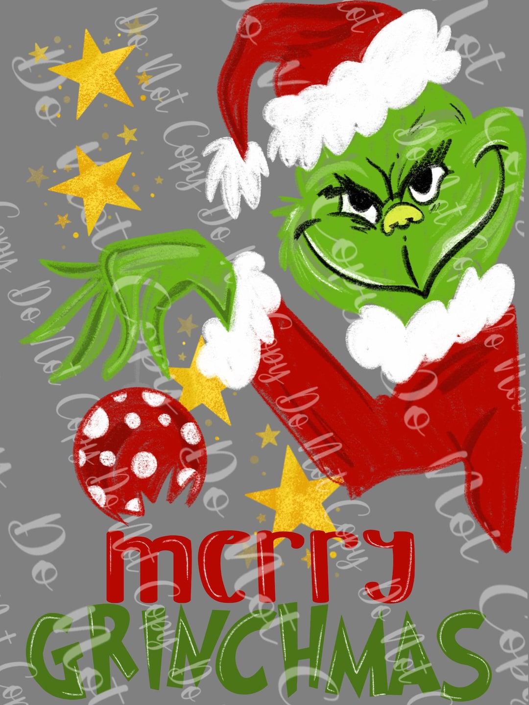 Merry Christmas Grinch Handrawn PNG Handdrawn Acrylic Digital Download ...
