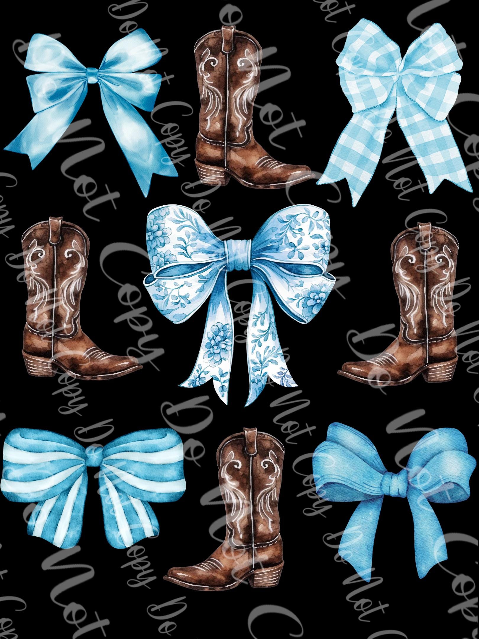 Blue Bow and Boots Western Instant Digital Download | Trendy Western ...