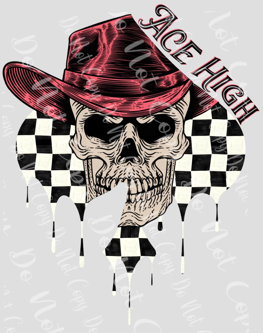 Checkered Ace of Spade With Skull | Retro Boho Dtf Sublimation Digital ...