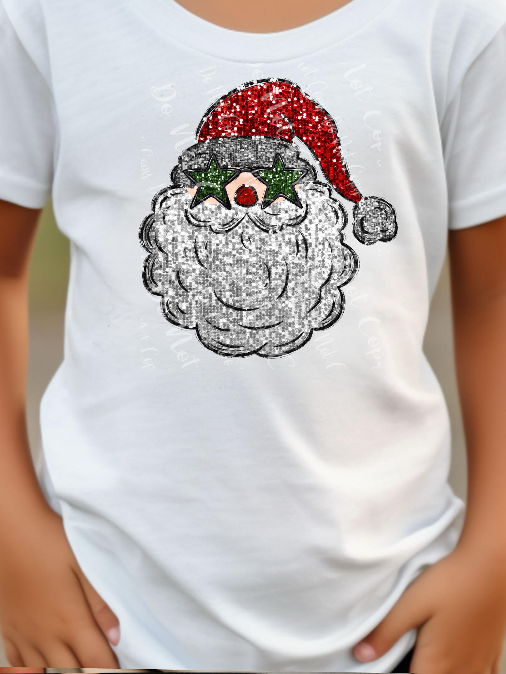 Retro Santa Clause PNG , Faux Sequin Png, Christmas PNG, Retro Design ...