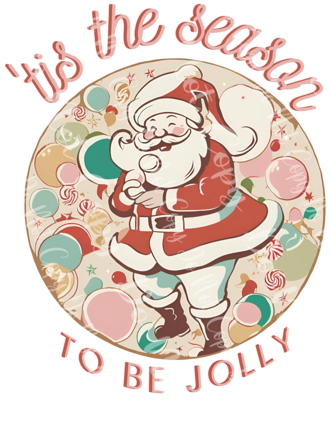 Vintage Christmas Santa Png| Retro Santa Circle Design | Christmas DTF ...