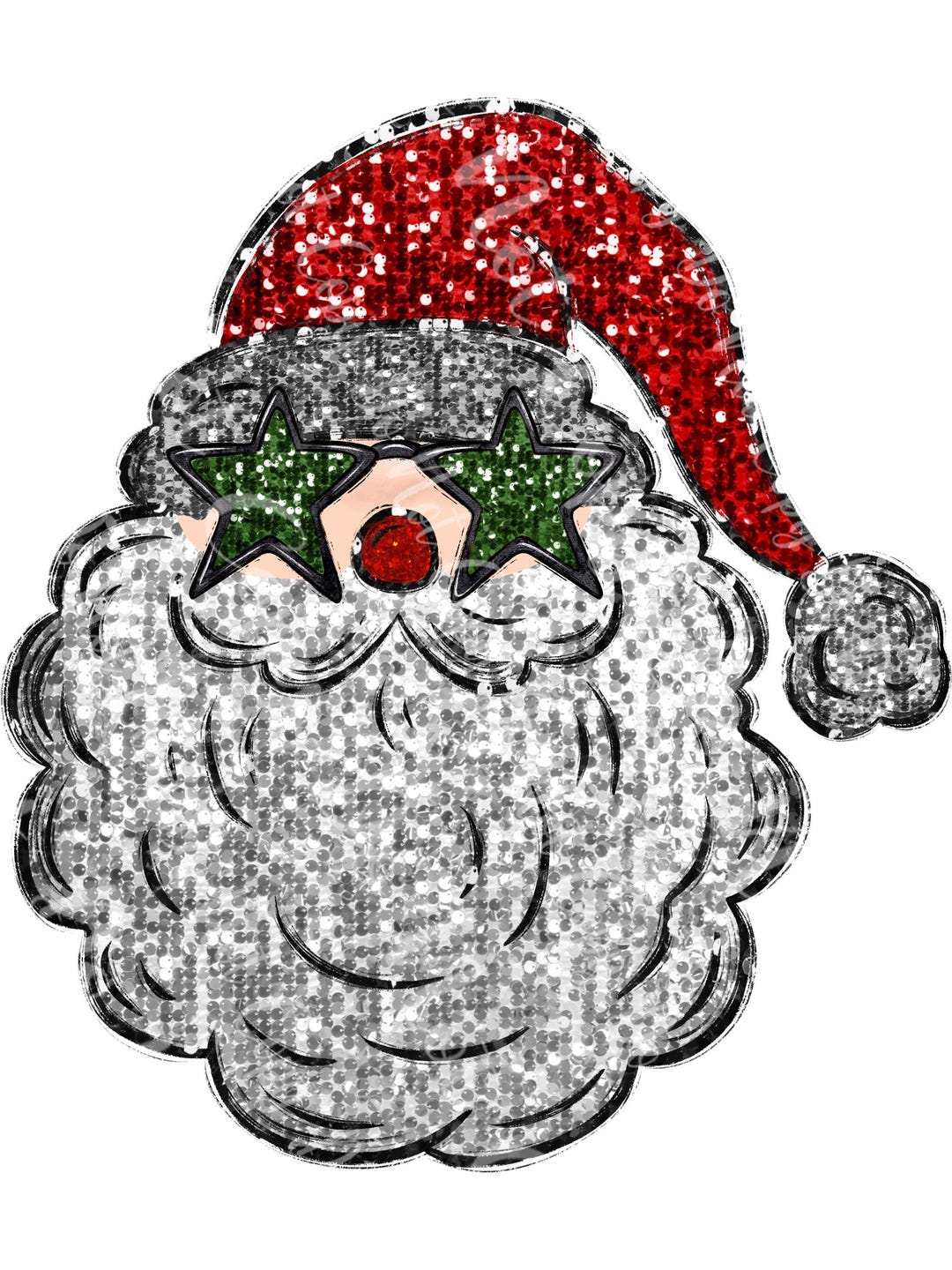 Retro Santa Clause PNG , Faux Sequin Png, Christmas PNG, Retro Design ...