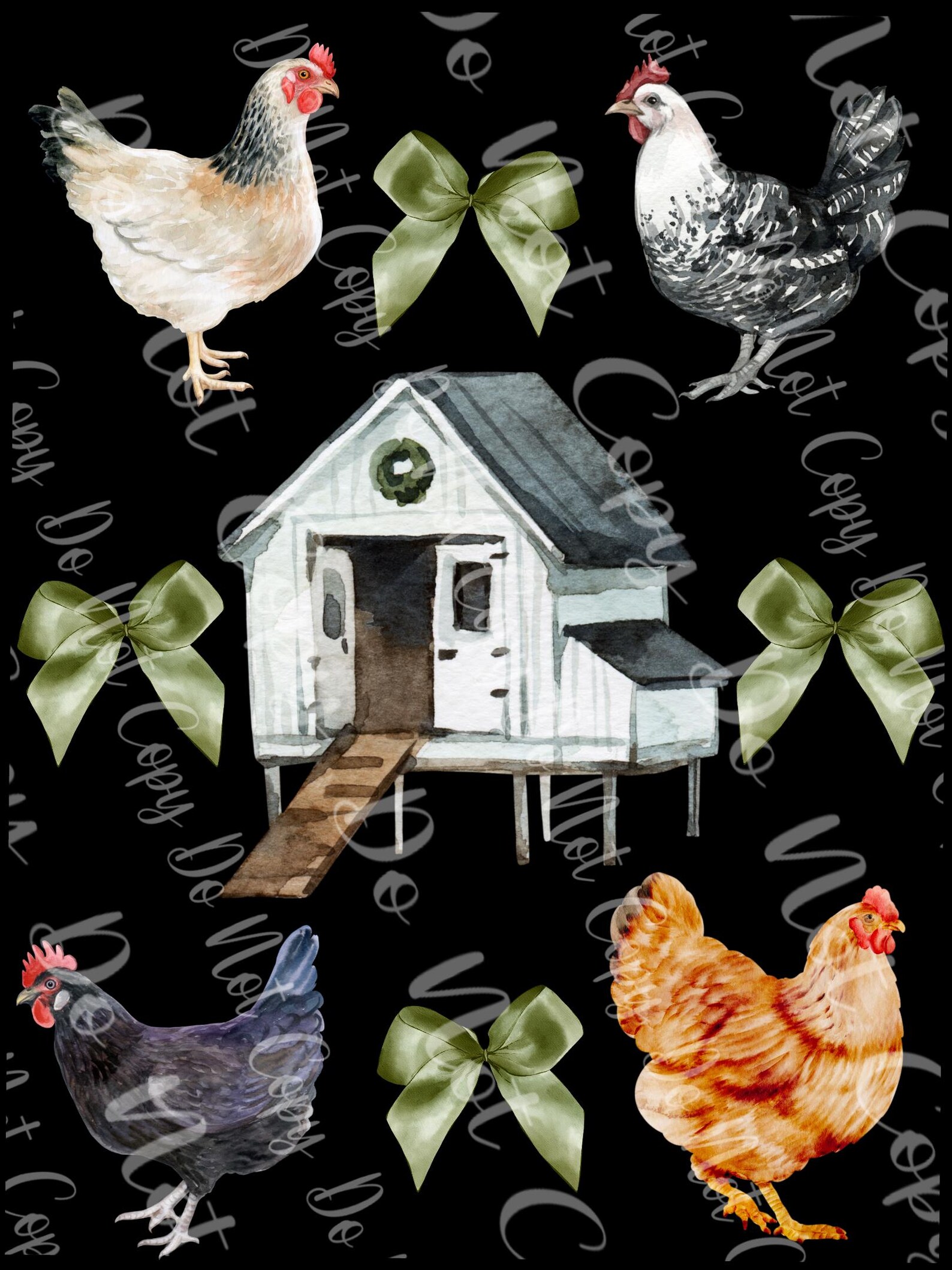 Coquette Chicken PNG, Chicken Png, Olive Green Bow, Farm Animals ...
