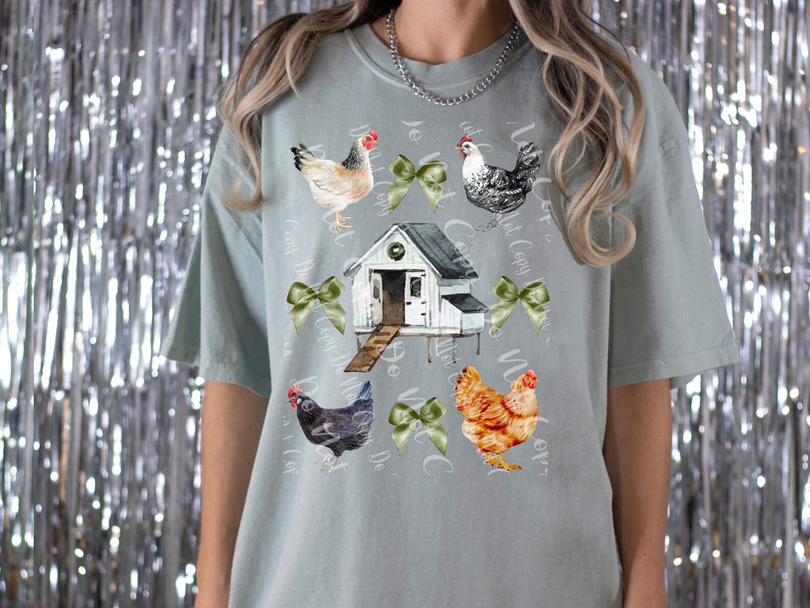 Coquette Chicken PNG, Chicken Png, Olive Green Bow, Farm Animals ...