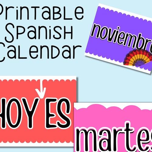 Spanish Calendar Set Printable Spanish Calendar Calendario - Etsy